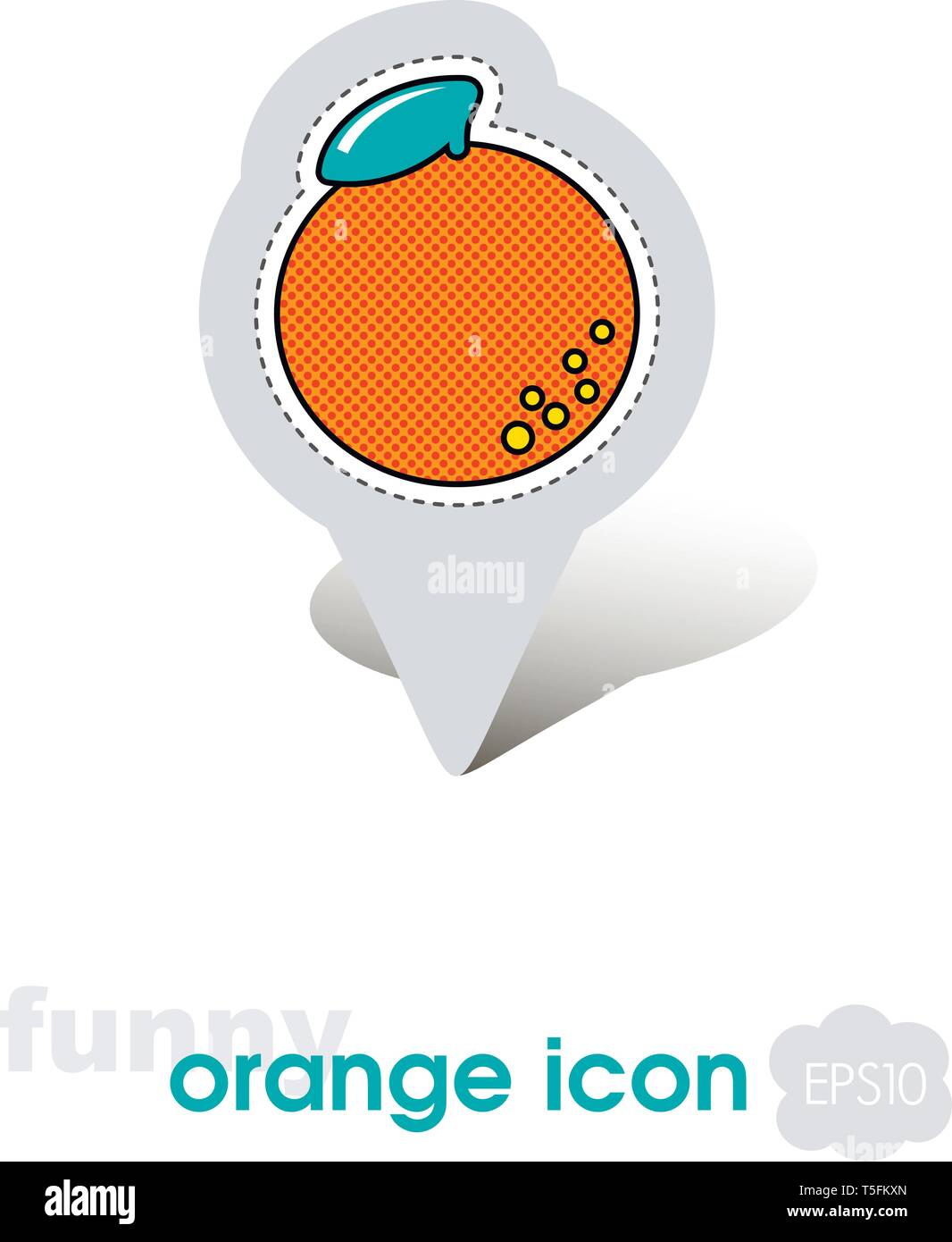 Orange with leaf pin map icon. Orange citrus fruit sign. Map pointer ...