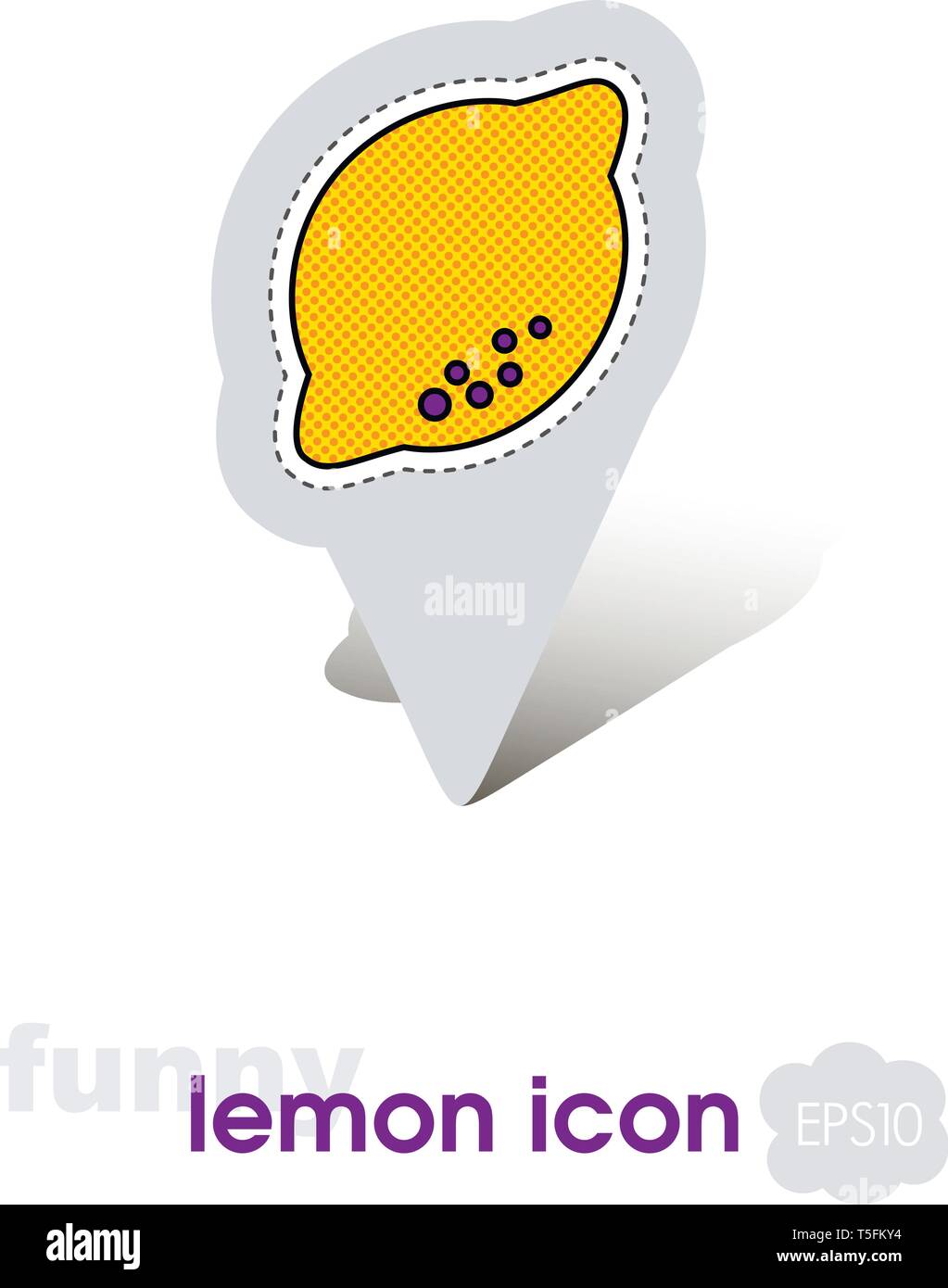 Lemon, lime pin map icon. Lemon citrus fruit sign. Map pointer. Map ...