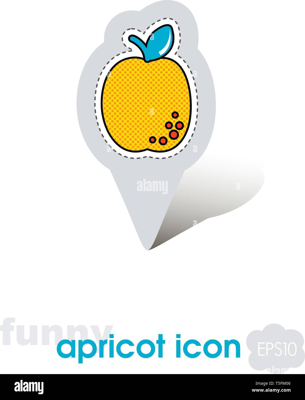 Apricot, Peach with leaf pin map icon. Apricot fruit sign. Map pointer ...