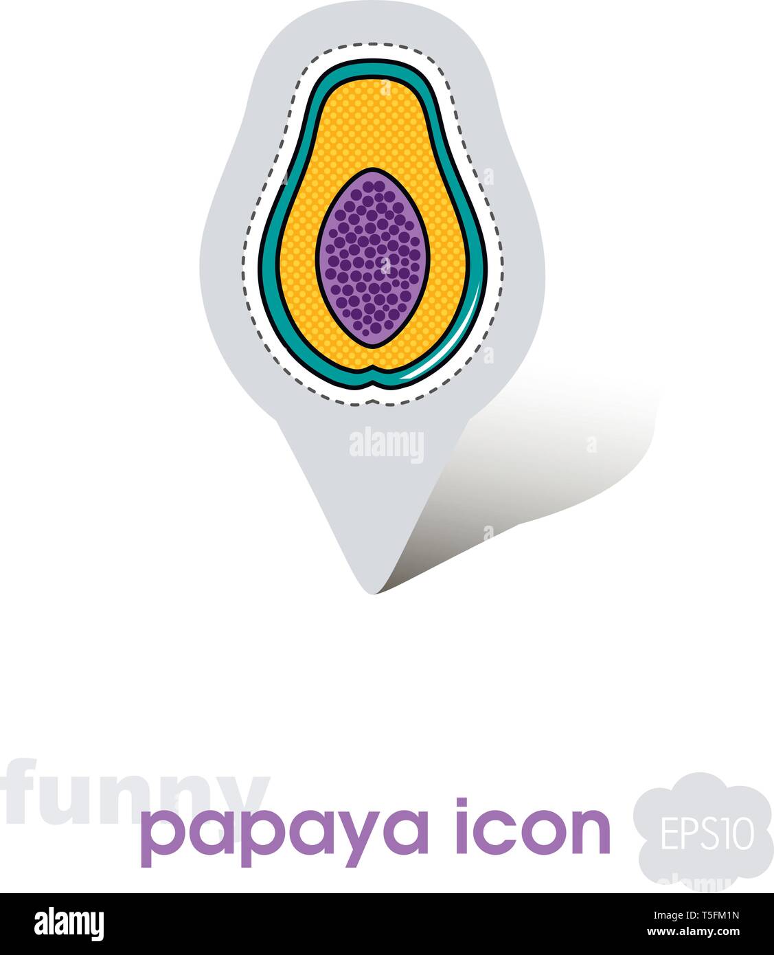 Papaya pin map icon. Papaya tropical fruit sign. Map pointer. Map ...