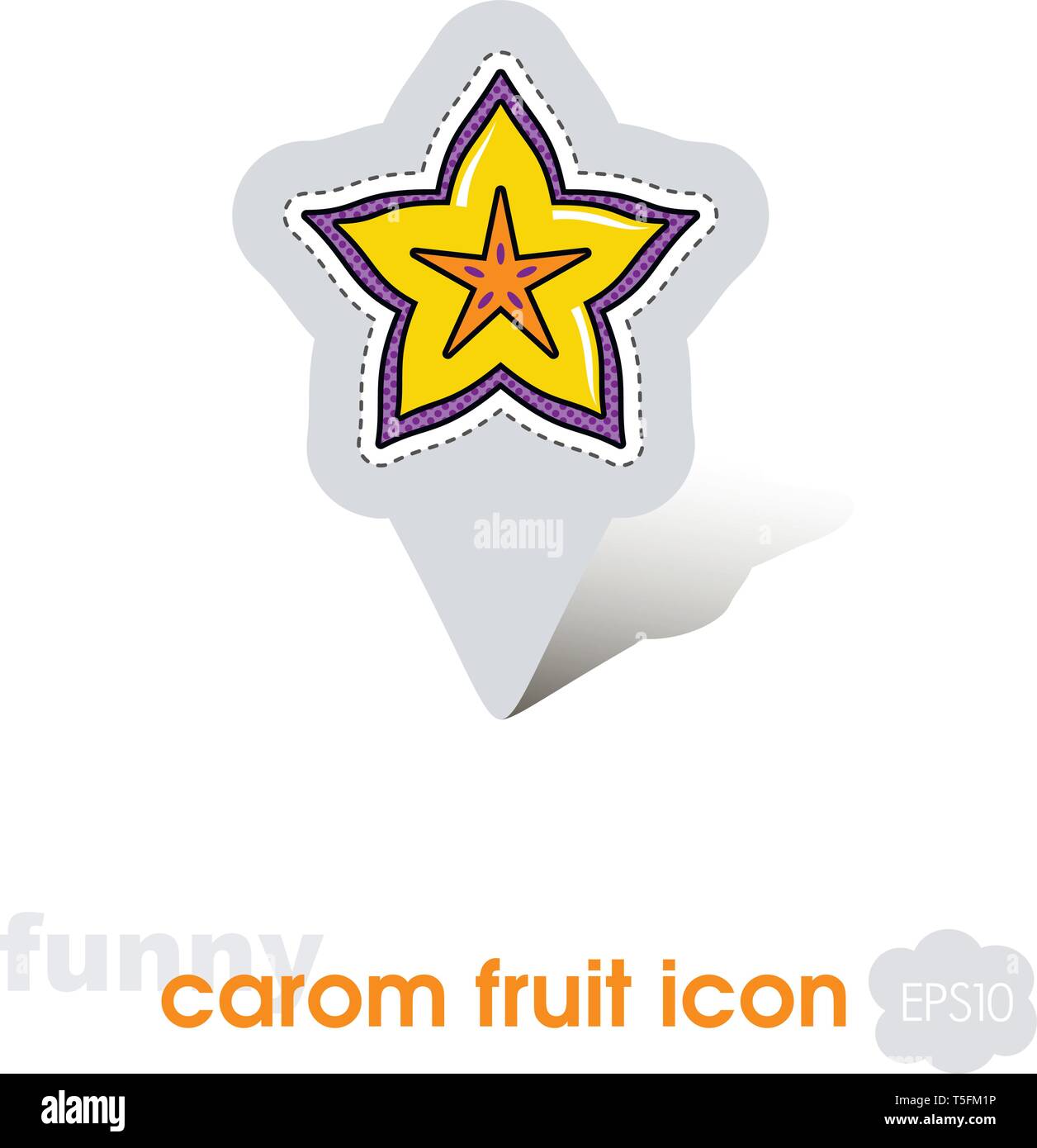 Starfruit Carambola Carom pin map icon. Tropical fruit sign. Map ...