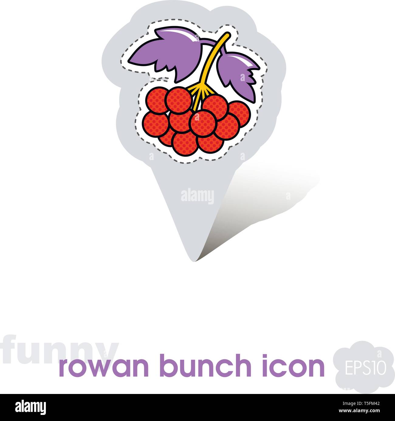 Rowan branch pin map icon. Rowan berry fruit sign. Map pointer. Map ...