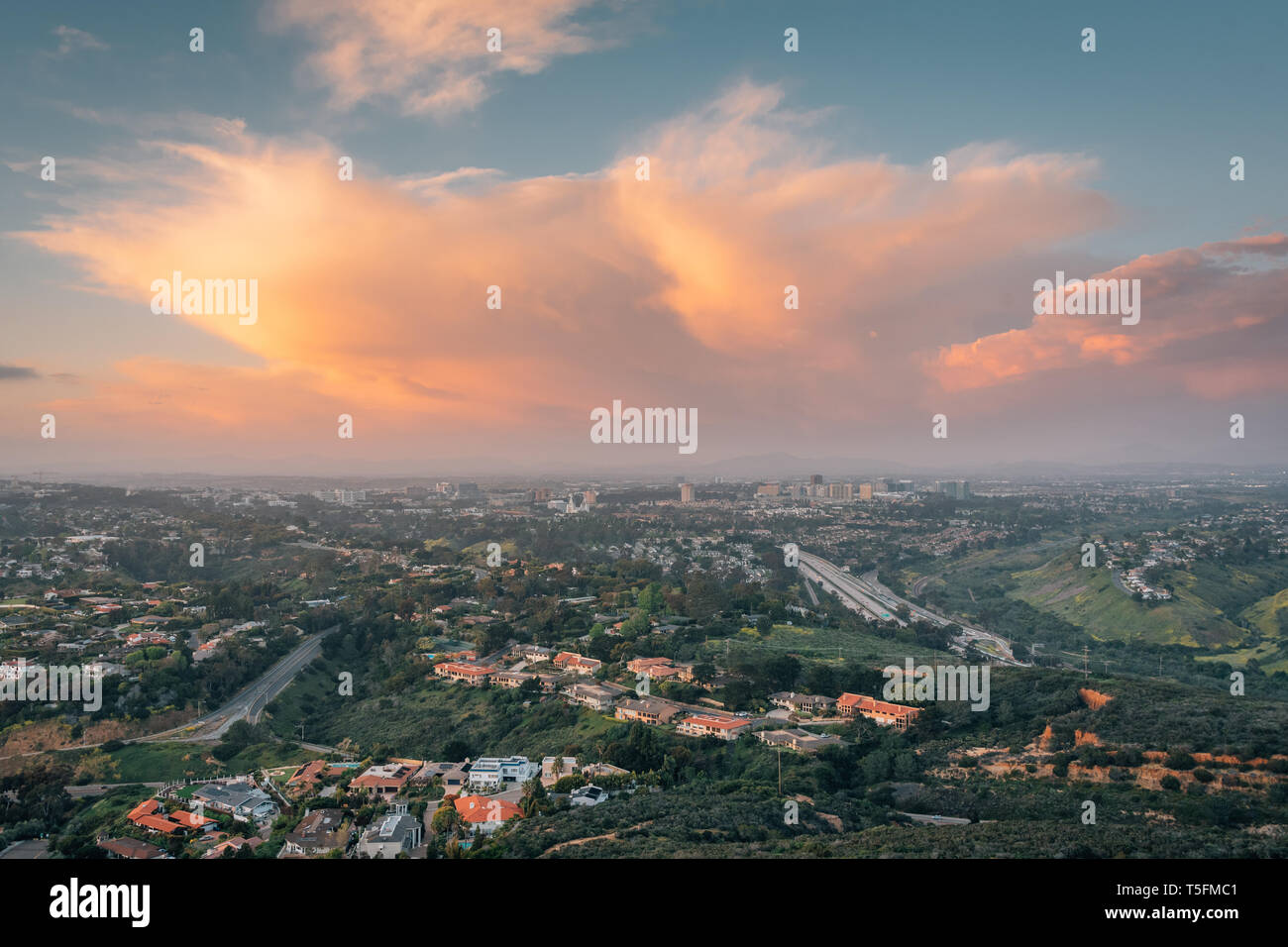 Sunset view from Mount Soledad in La Jolla, San Diego, California Stock ...
