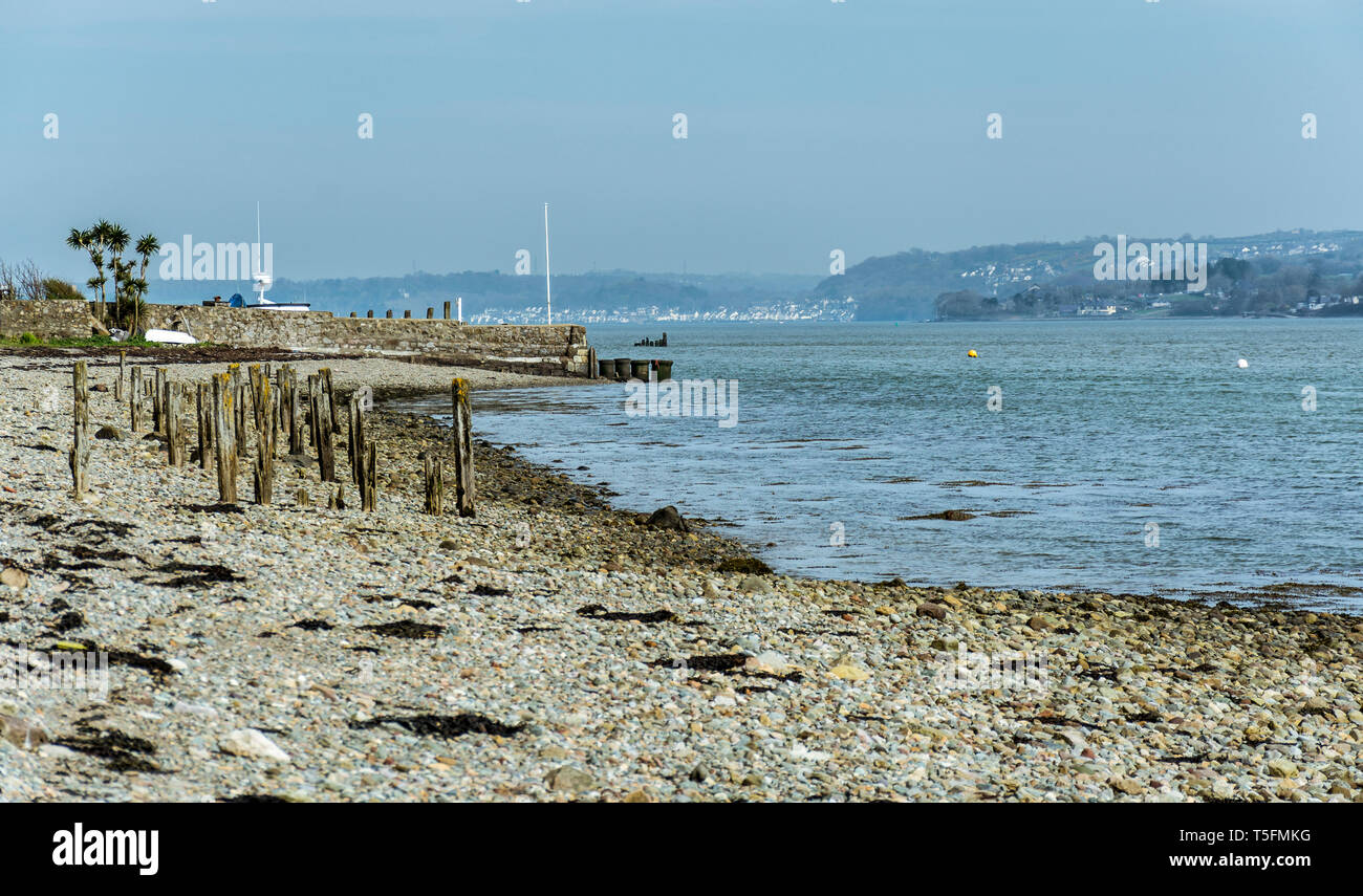 A view of the Menai Strait at Brynsiencyn, Anglesey, North Wales, UK ...