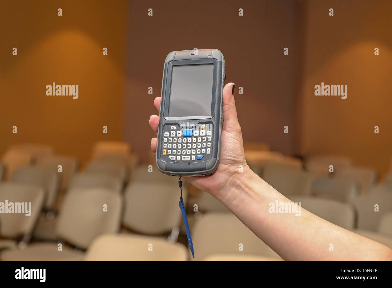 Woman Holding Portable Barcode Scanner Reader Device Stock Photo - Alamy
