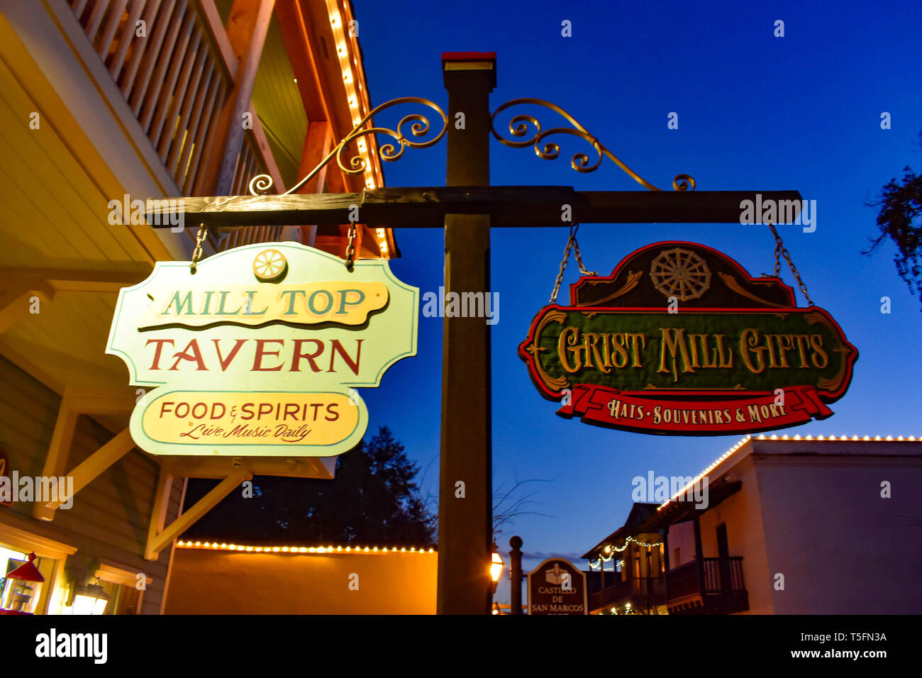 St. Augustine, Florida. January 26 , 2019 .Vintage colorful signs on ...