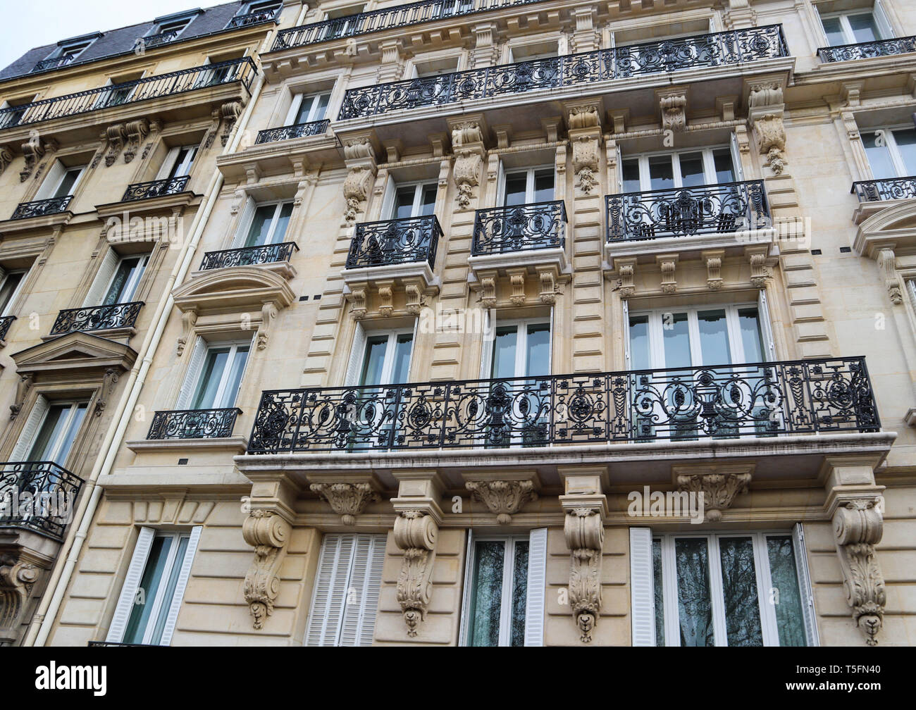 Architecture of Paris France. Facades of a traditional apartment ...