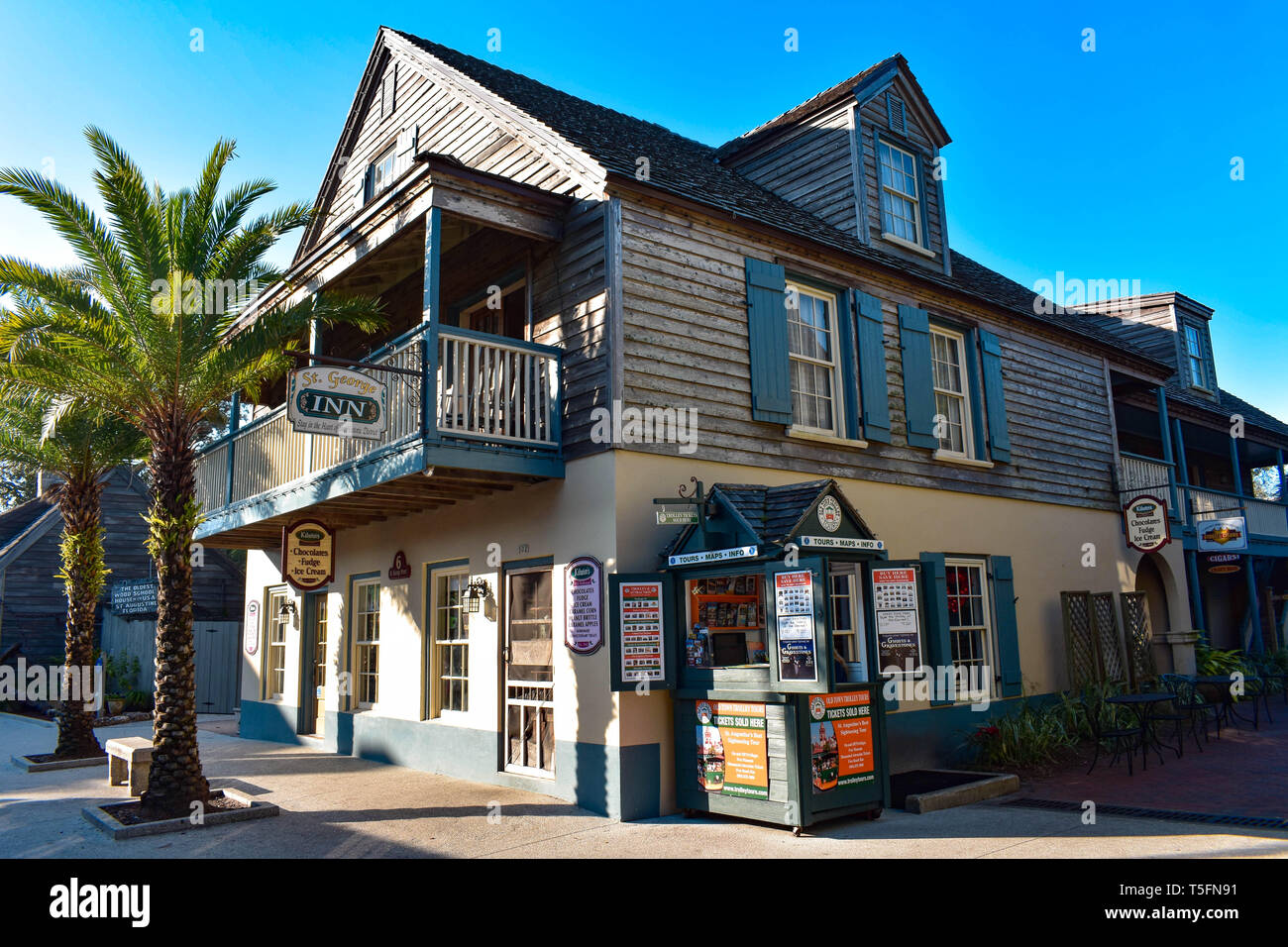 St. Augustine, Florida. January 26 , 2019. Colorful St. George Street ...