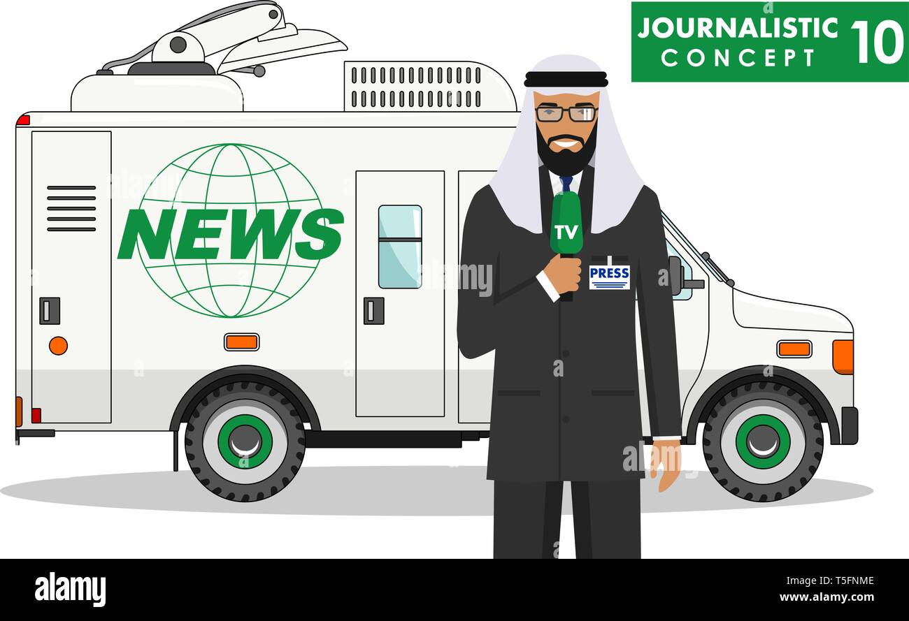 Journalistic concept. Detailed illustration of arabian muslim man ...