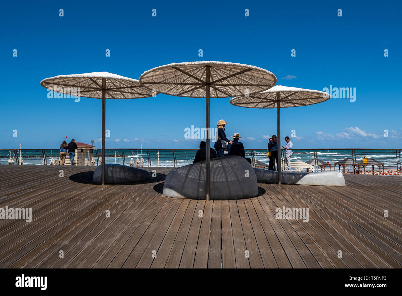 Israel, Tel Aviv-Yafo - 22 April 2019: The new Tayelet - Central Beach ...