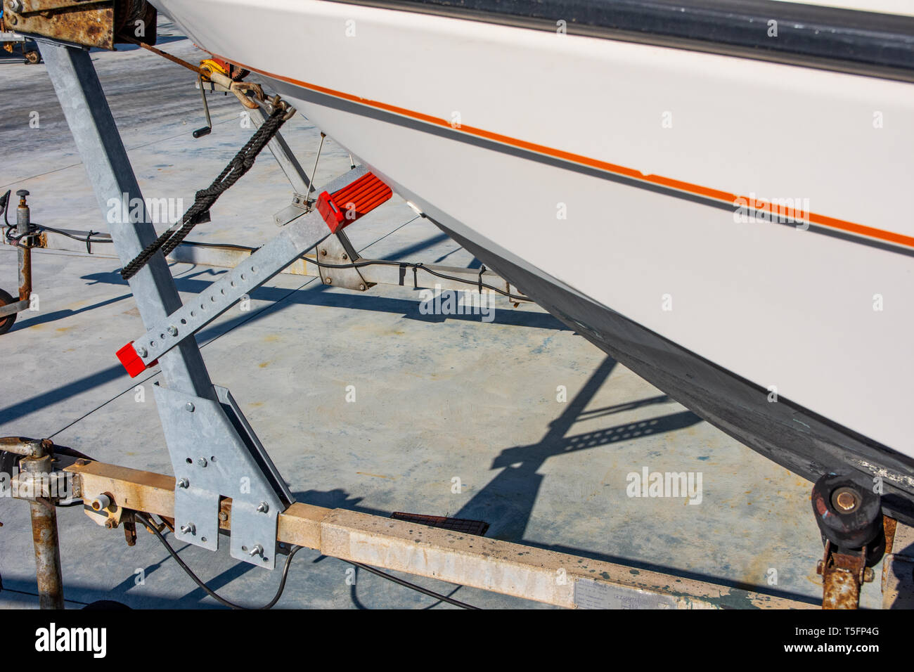 Chassis for boat transport with car Stock Photo - Alamy