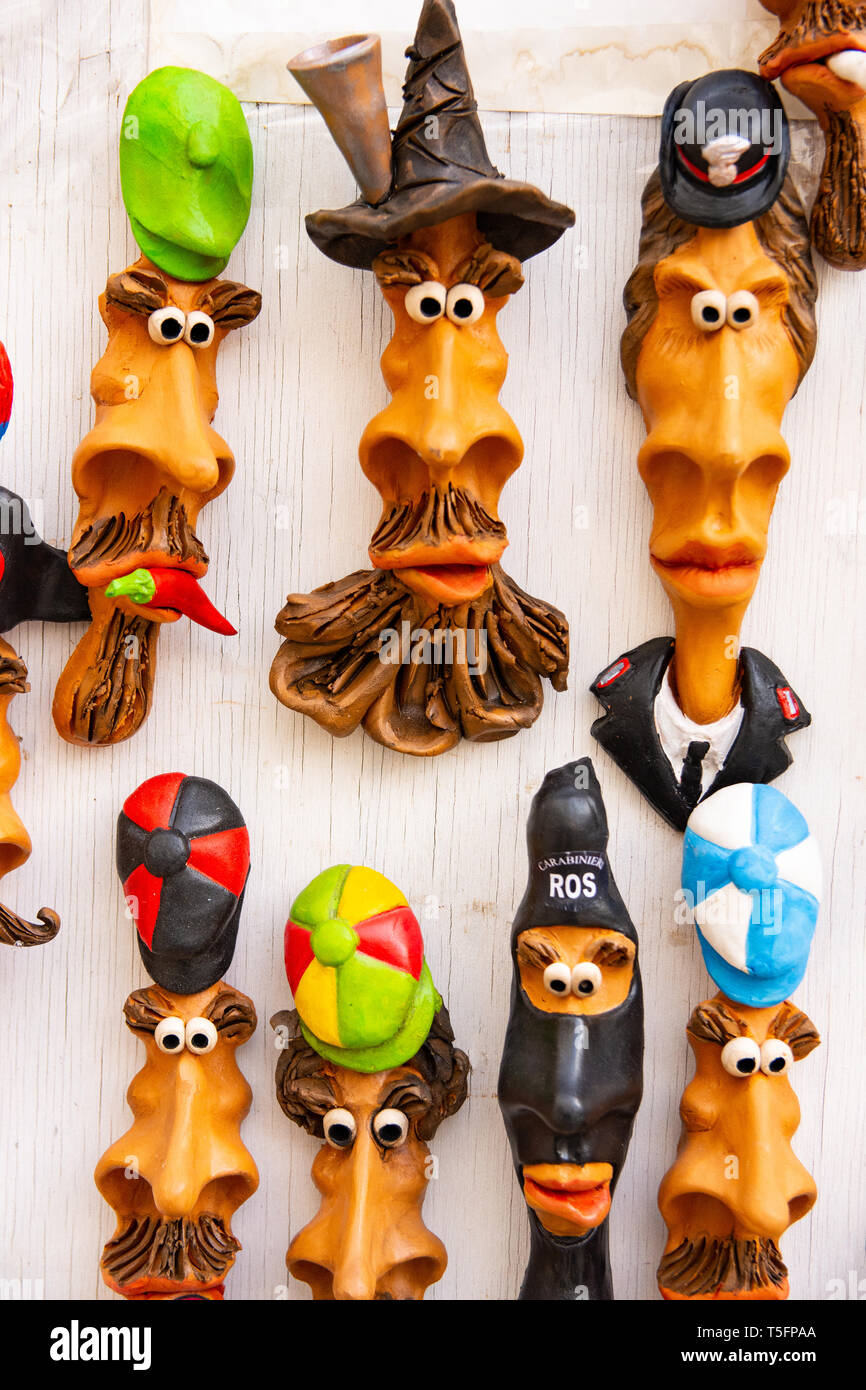 Italy, Ostuni, a typical souvenir shop typical of the city. Details of ...