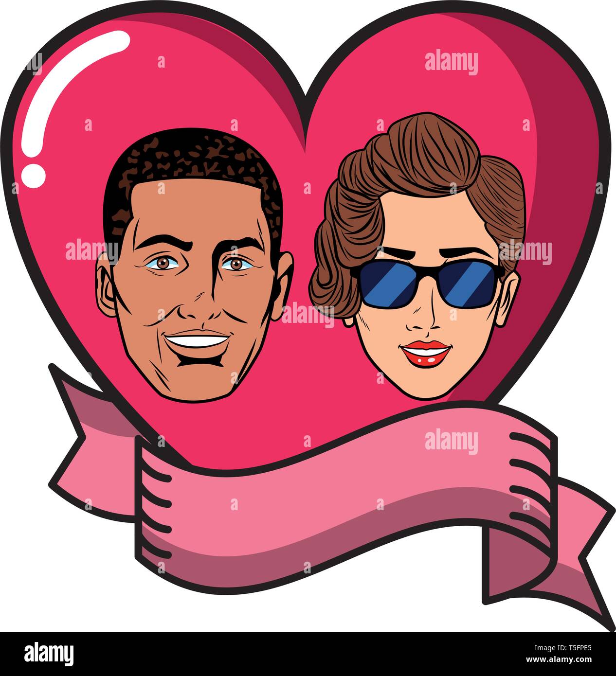 couple face in a heart Stock Vector Image & Art - Alamy