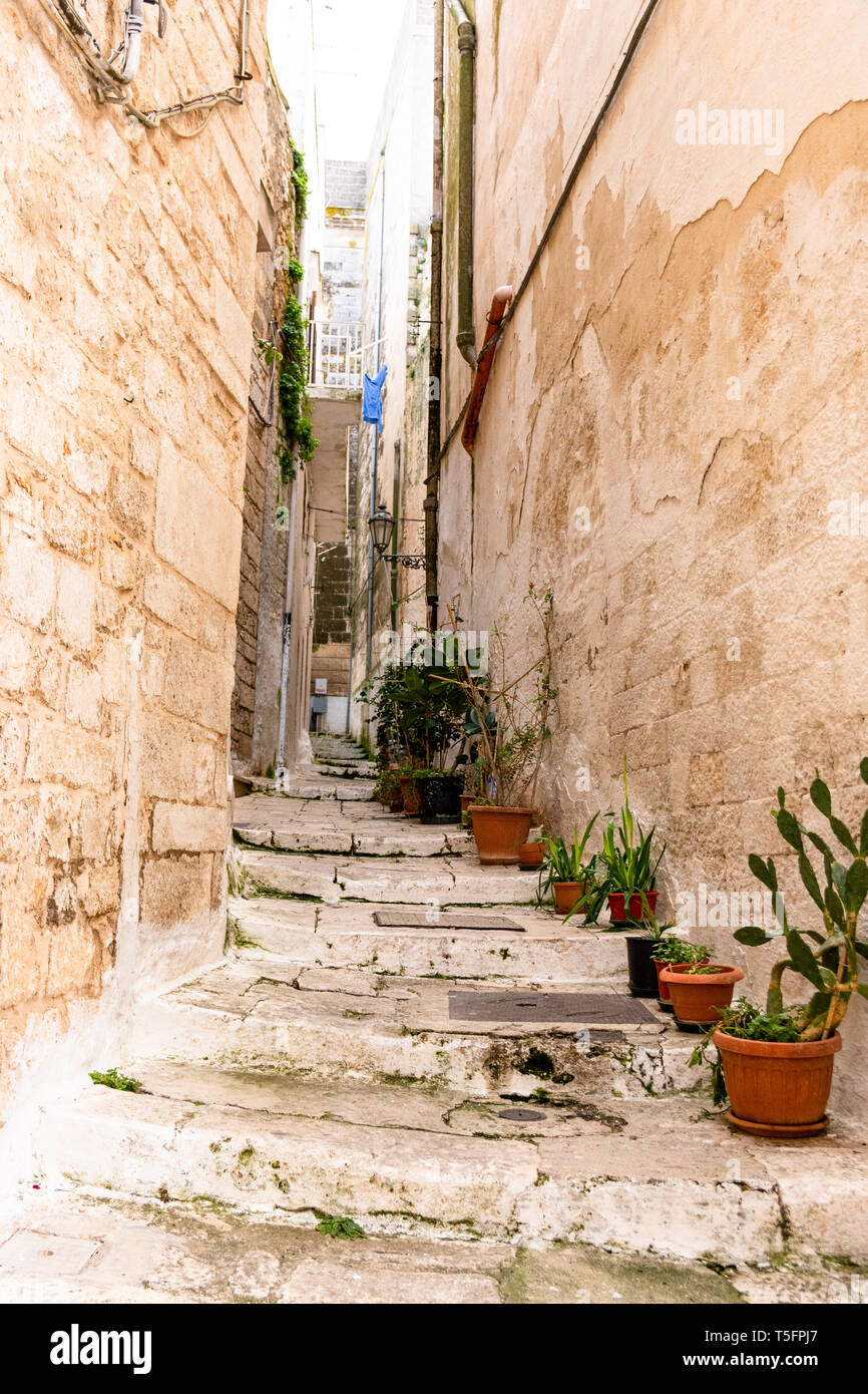 Italy, Ostuni, a typical street in the ancient historic center Stock ...