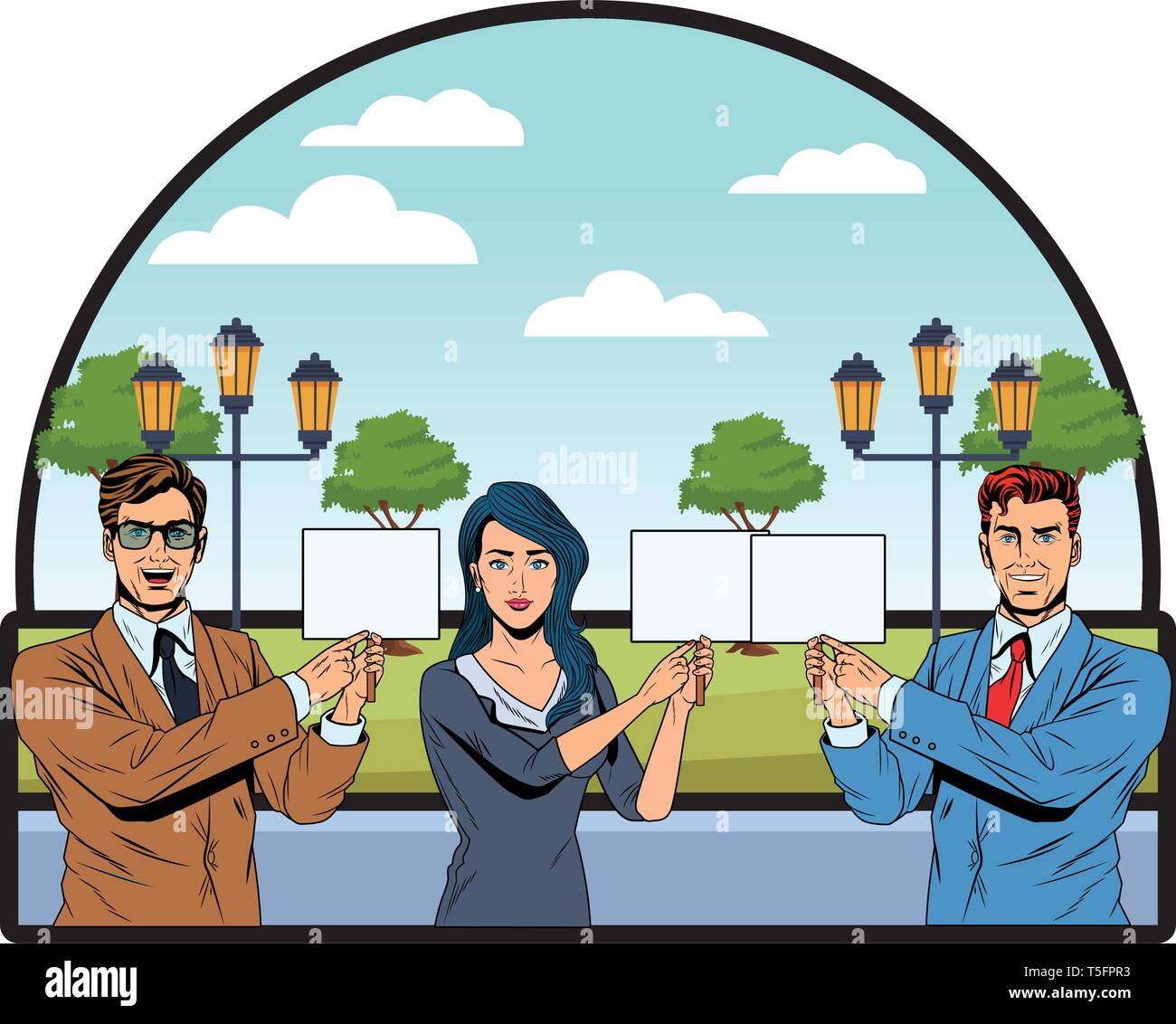 business people with signboard Stock Vector Image & Art - Alamy