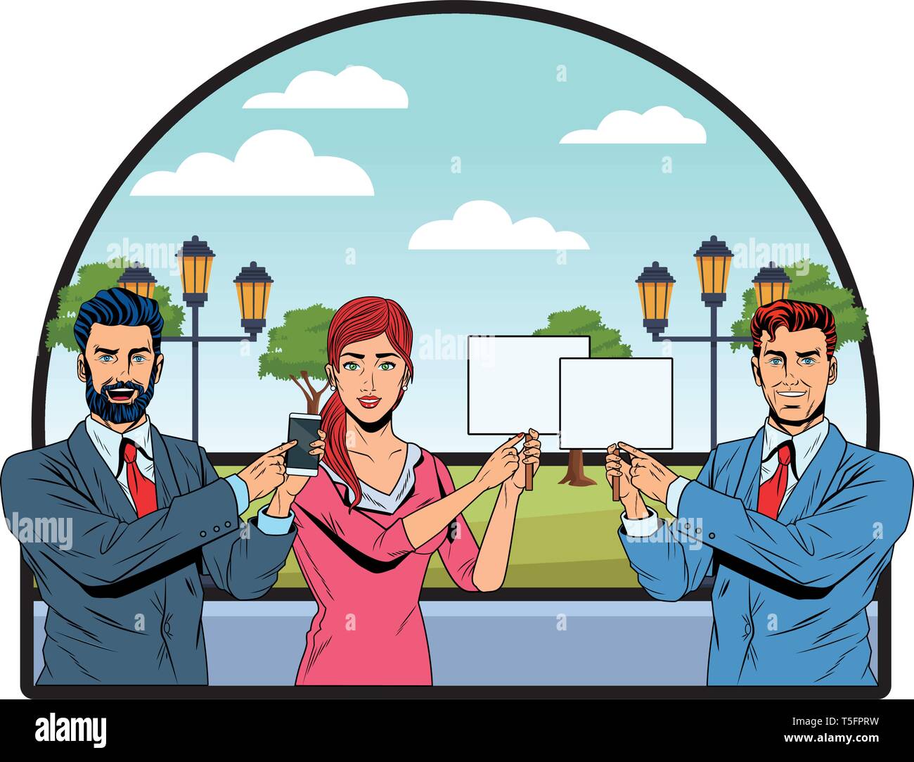business people with signboard Stock Vector Image & Art - Alamy