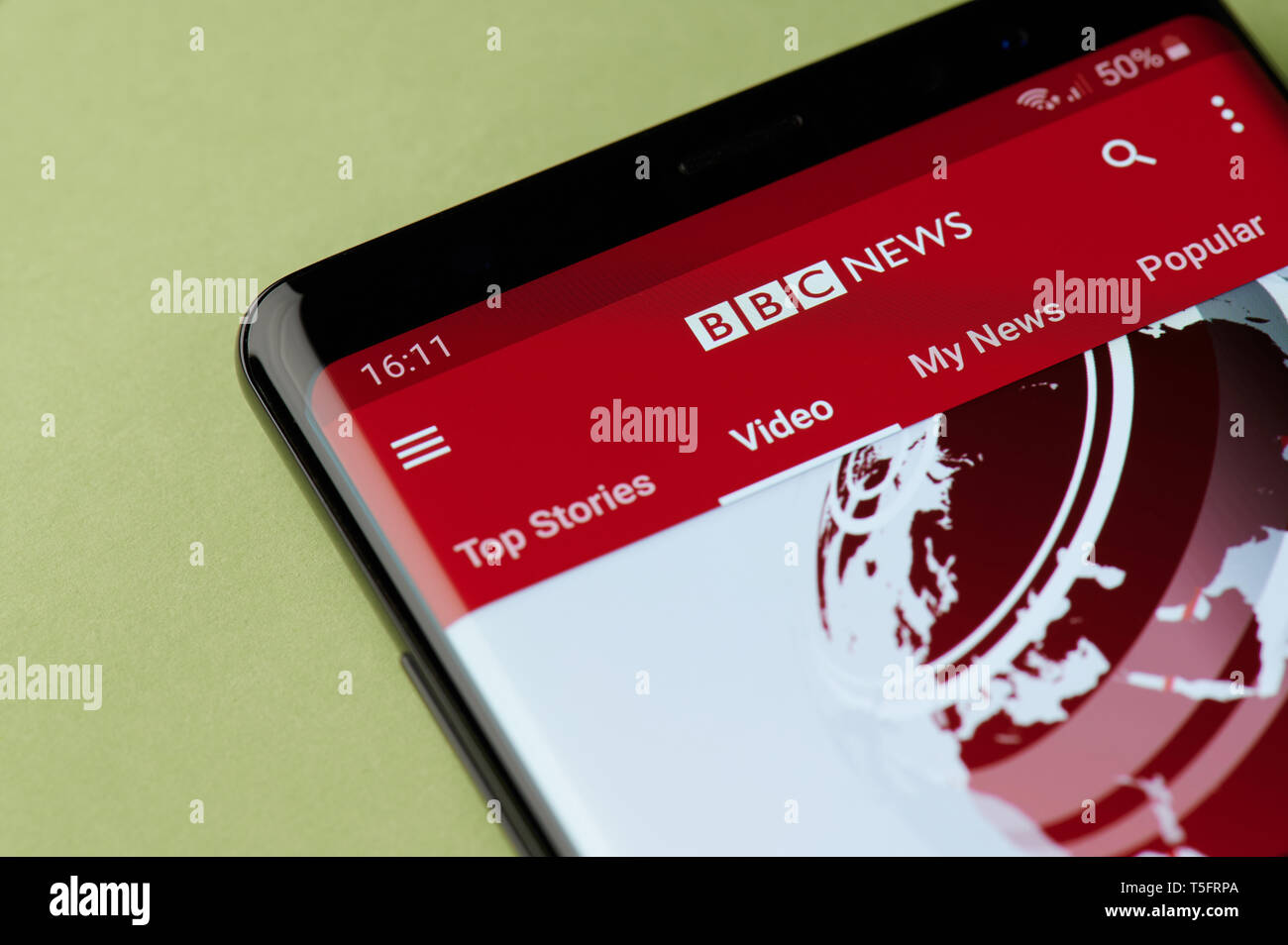 New york, USA - april 22, 2019: BBC news mobile app interface on ...