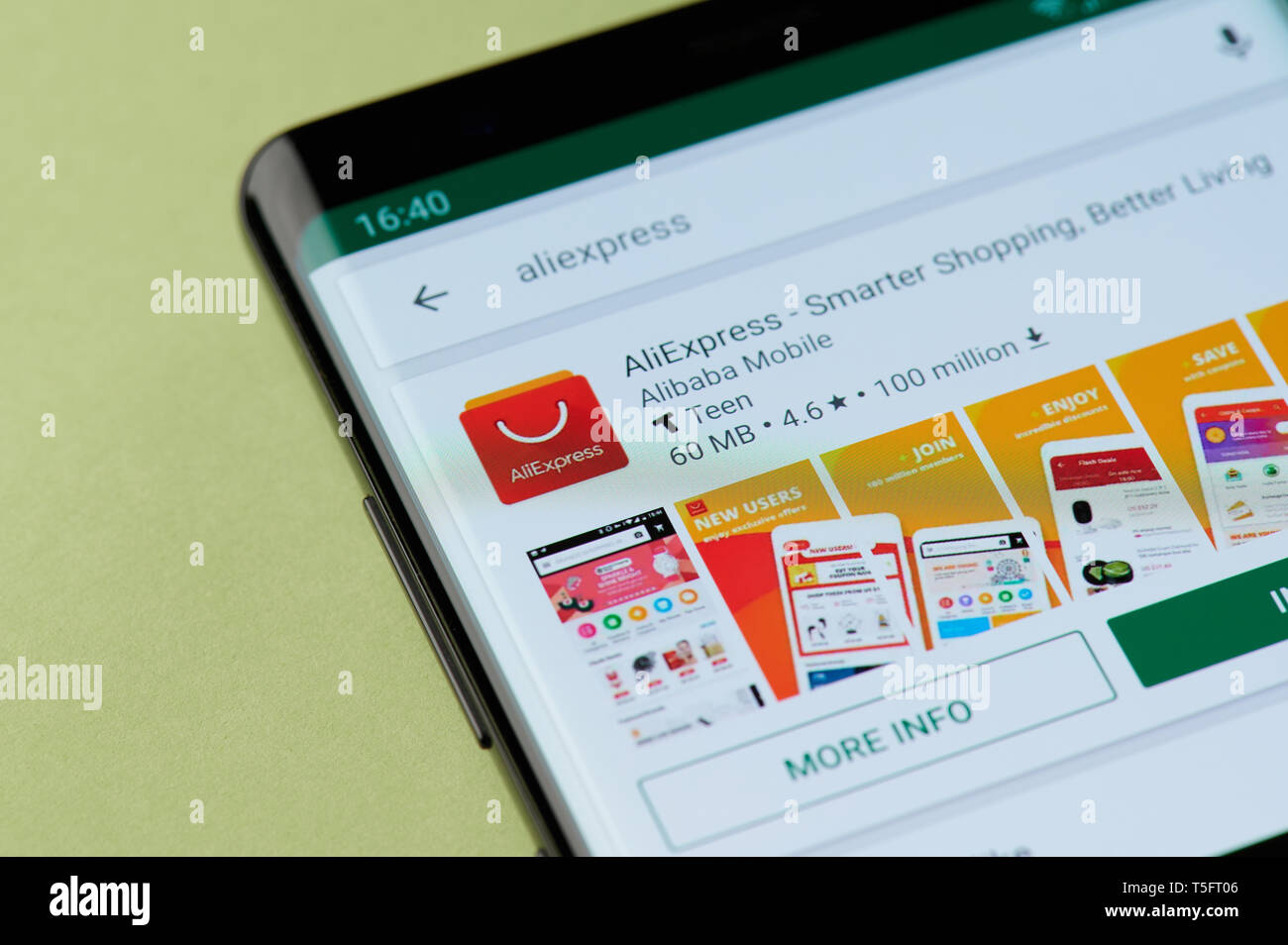 New york, USA - april 22, 2019: Installing Aliexpress online shop to ...