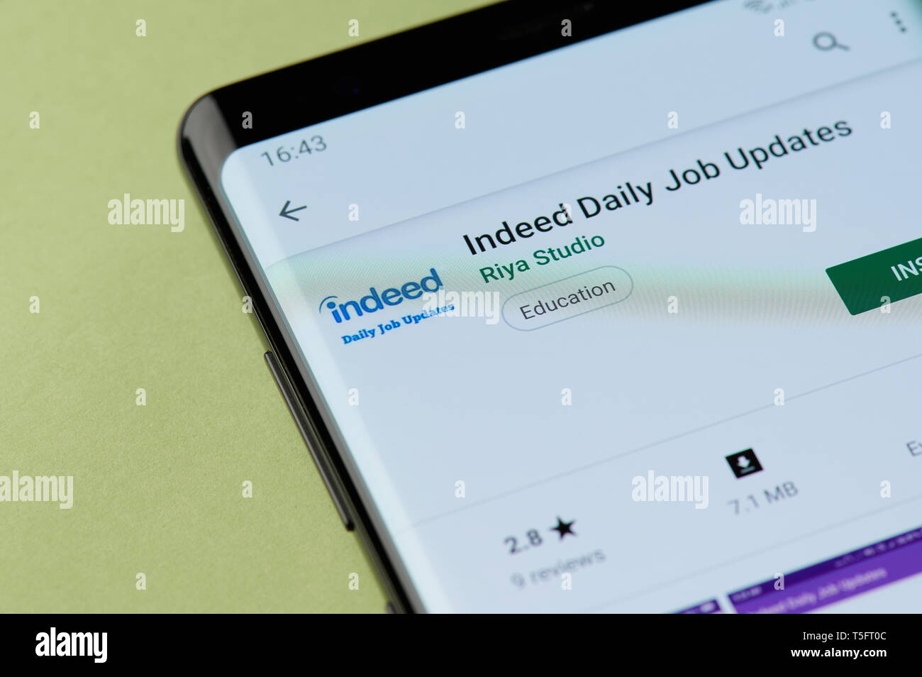 New york, USA - april 22, 2019: Installing indeed daily job tool to ...