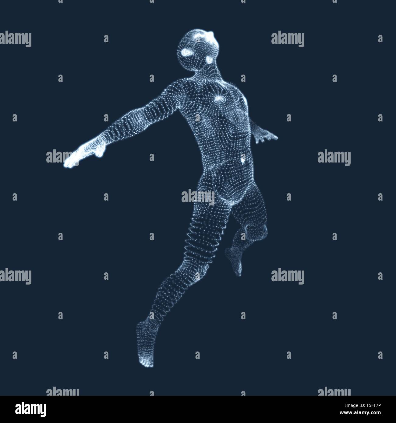 Jumping Man. Vector Graphics Composed of Particles. 3D Model of Man ...