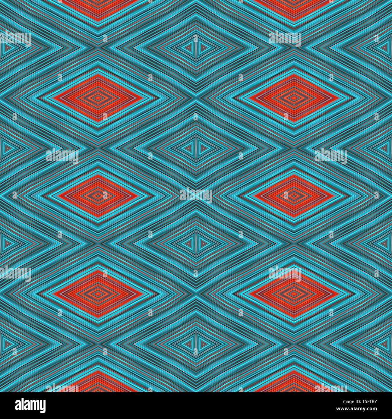 seamless diamond pattern with turquoise, red, light brown colors ...