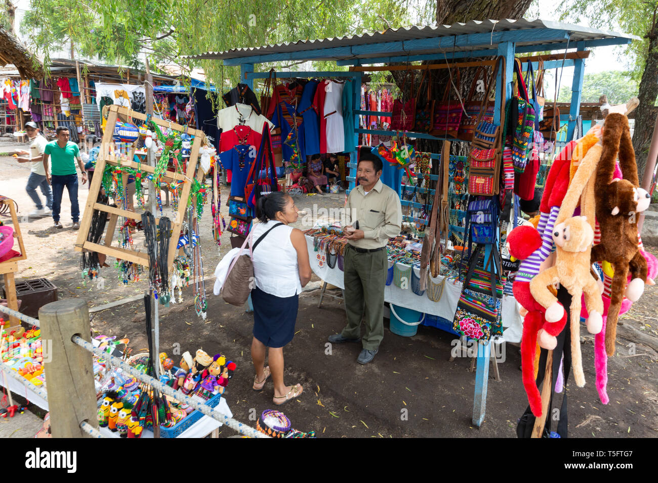 Guatemala market - colourful local market stalls, Santiago Atitlan town ...