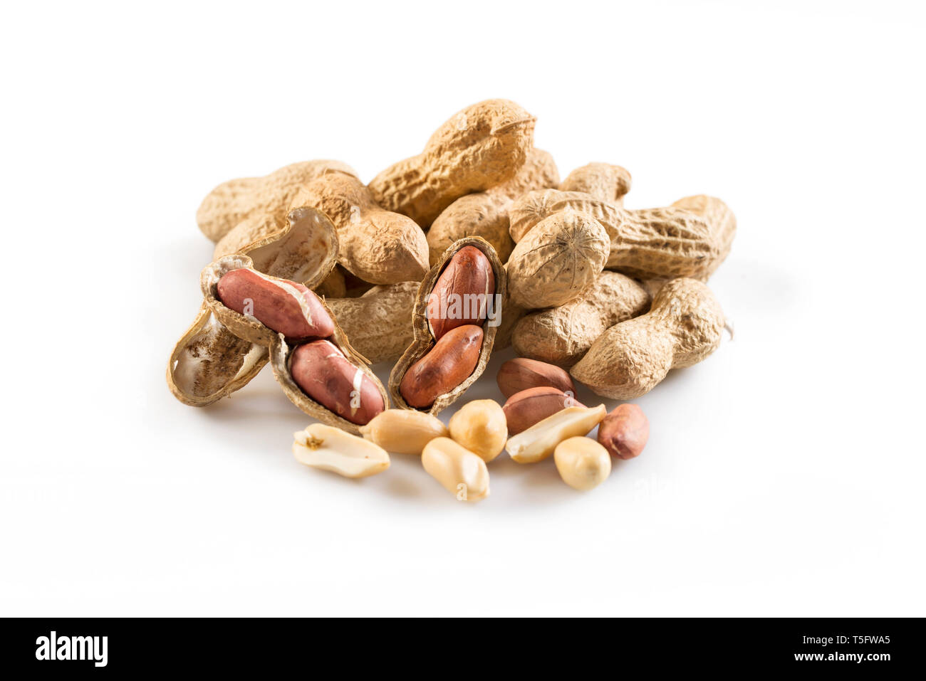 Peanuts composition isolated on white background Stock Photo - Alamy