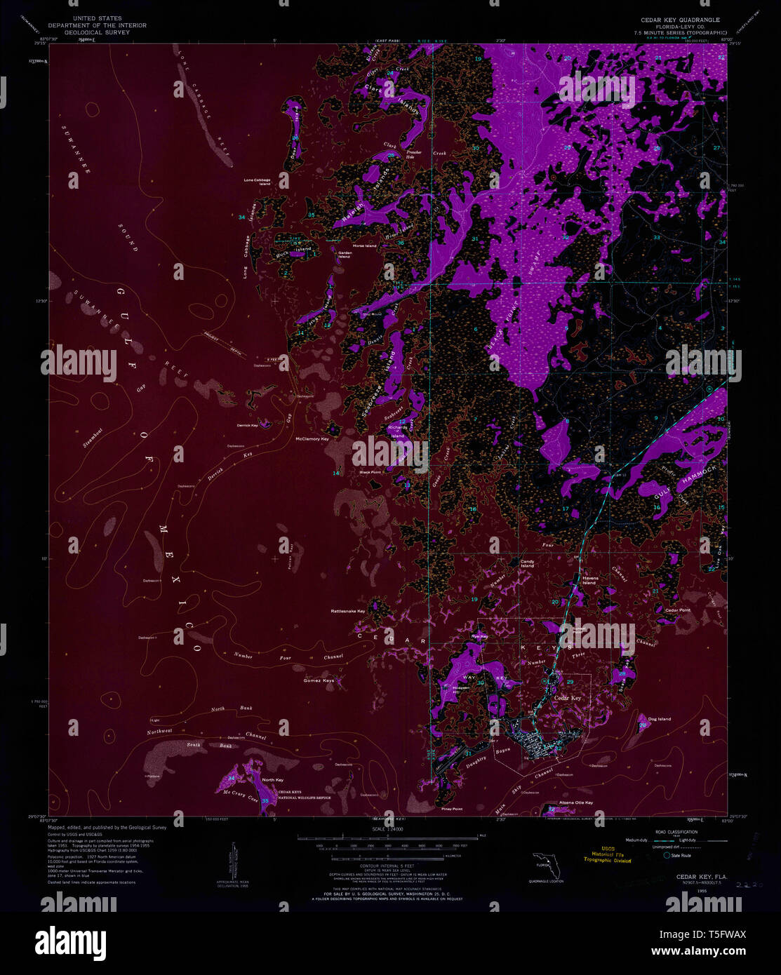 Map of cedar key florida hi-res stock photography and images - Alamy