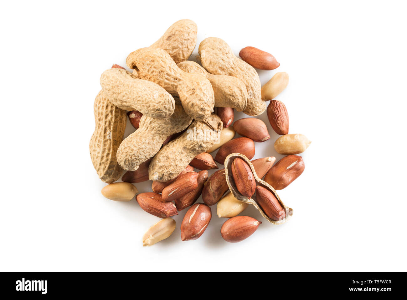 Peanuts composition isolated on white background Stock Photo - Alamy