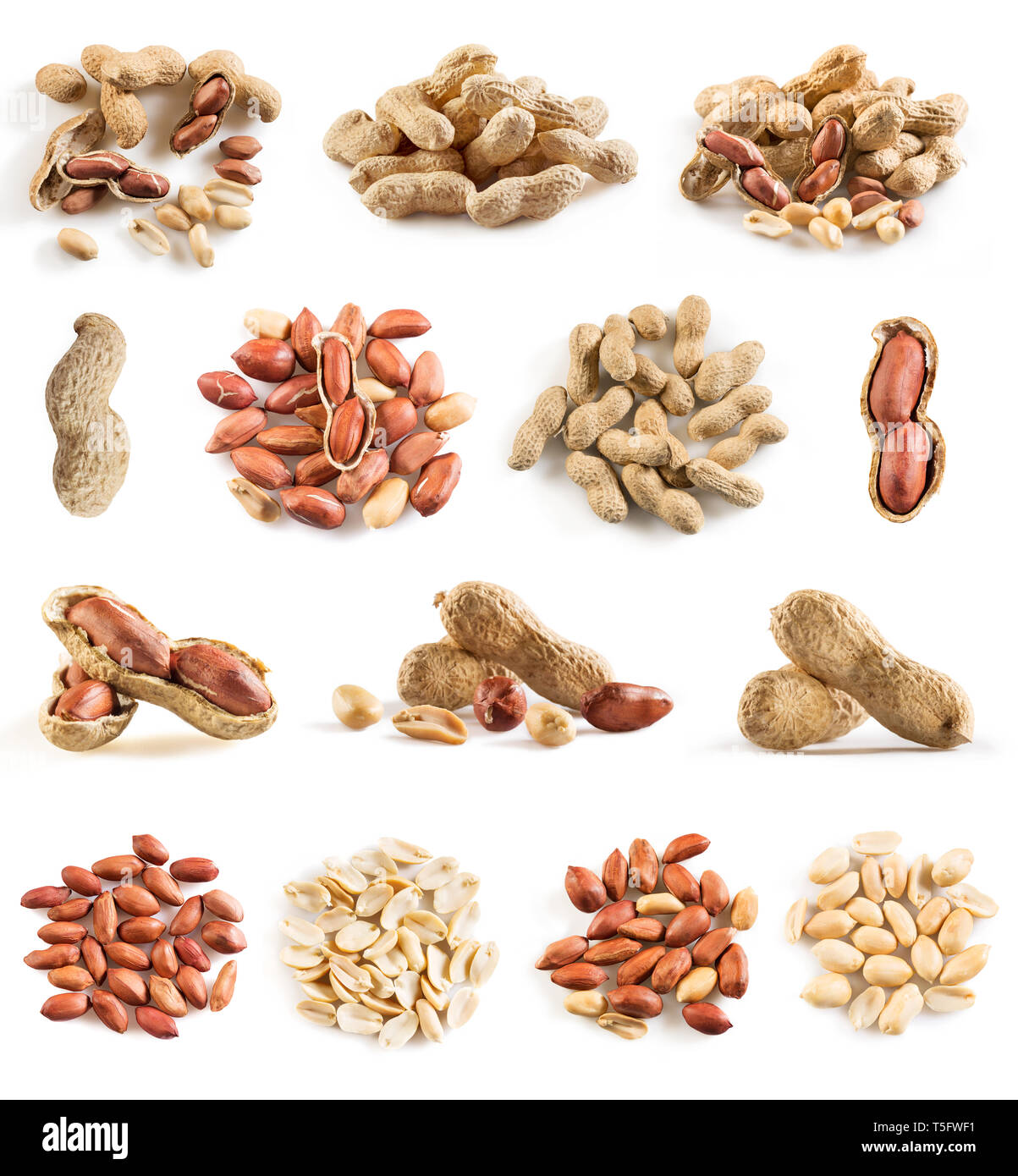 Big collection of peanuts on a white background Stock Photo - Alamy