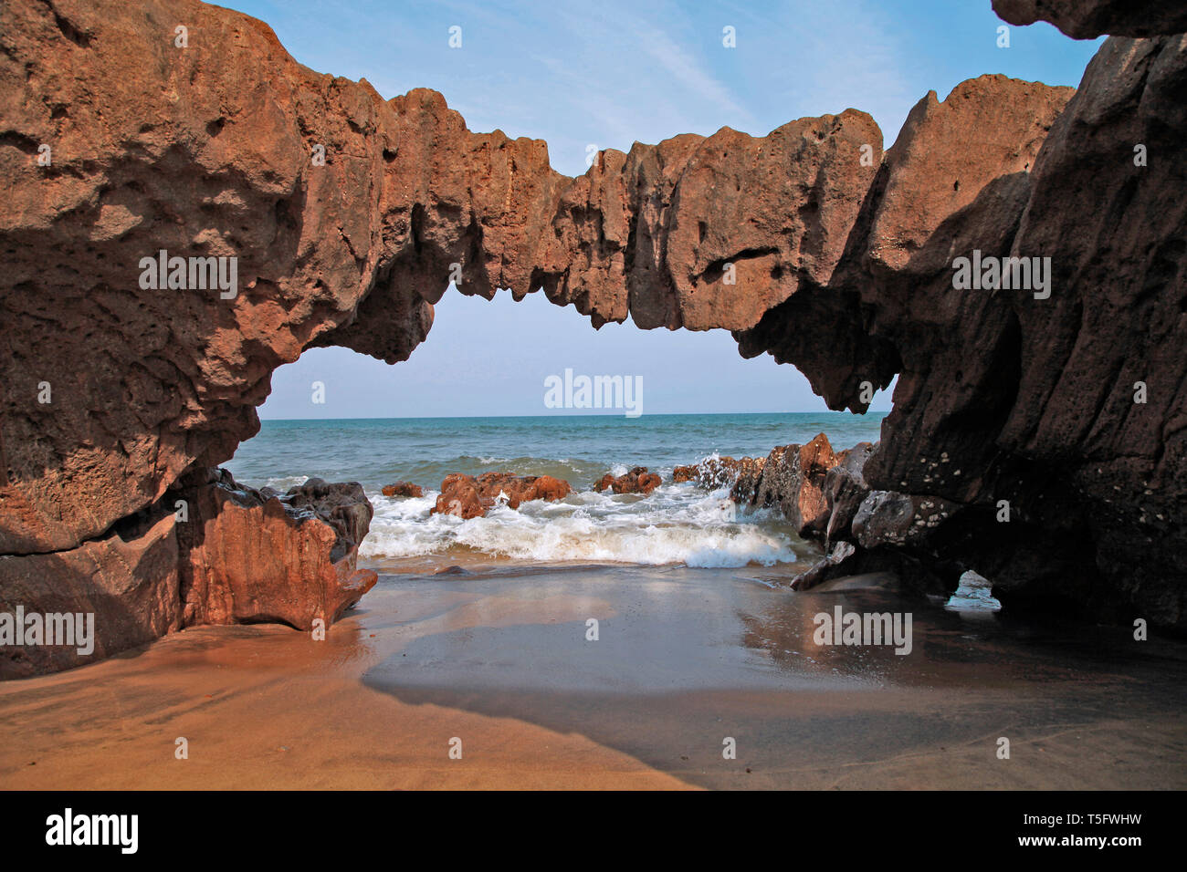 rock bridge, Bheemili beach, visakhapatnam andhra pradesh, India, Asia ...