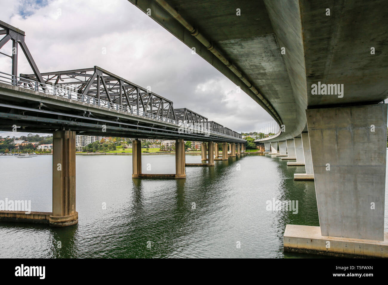 Iron Cove bridge Sydney spanning between the suburbs of Drummoyne and ...