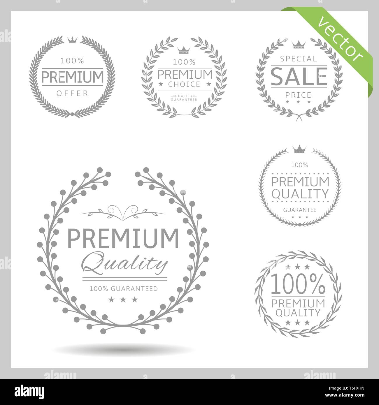Laurel wreath label badge set isolated. Premium quality, sale, premium ...