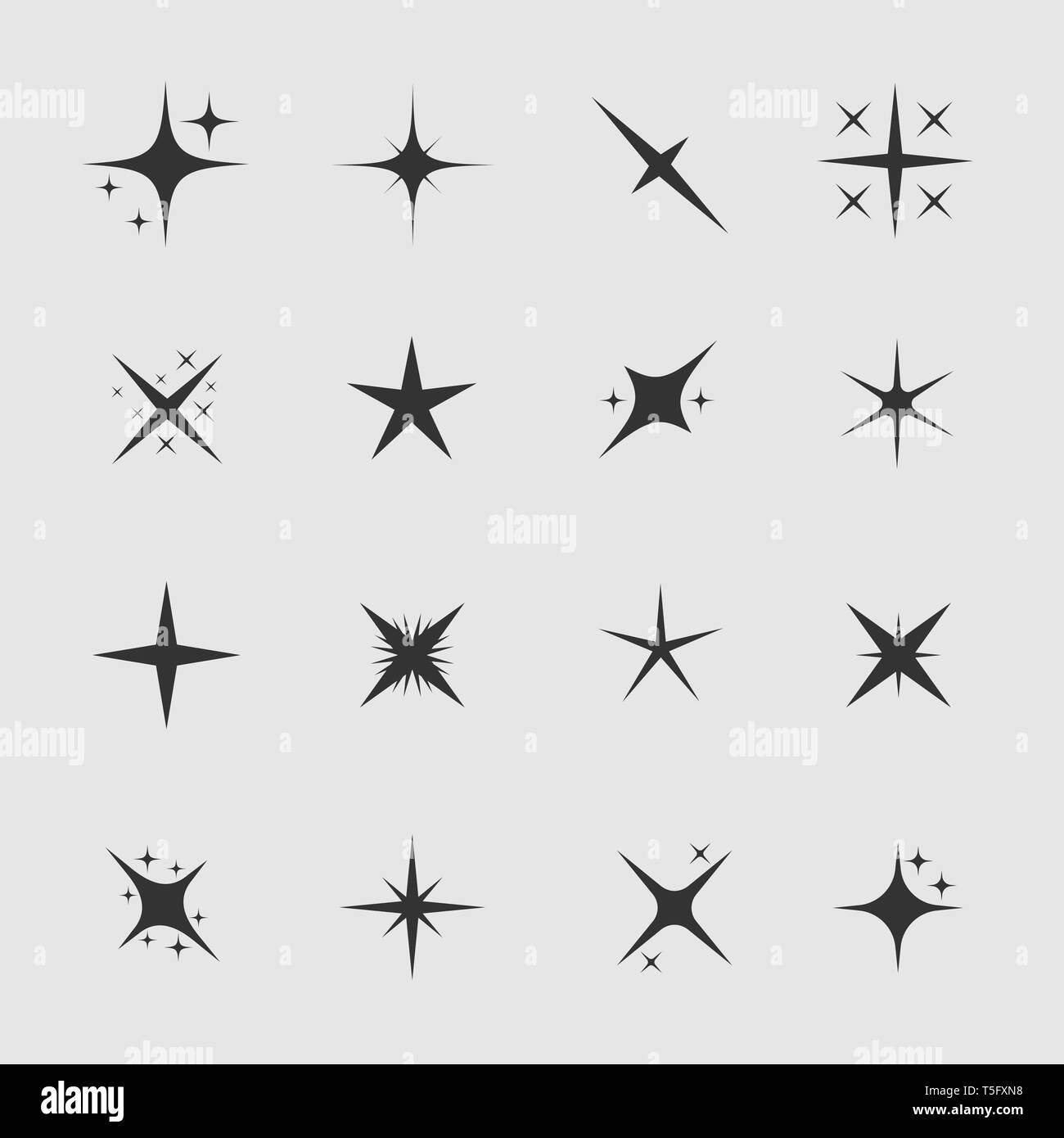 Stars and sparks. Magic star and sparks icon set, Vector illustration ...