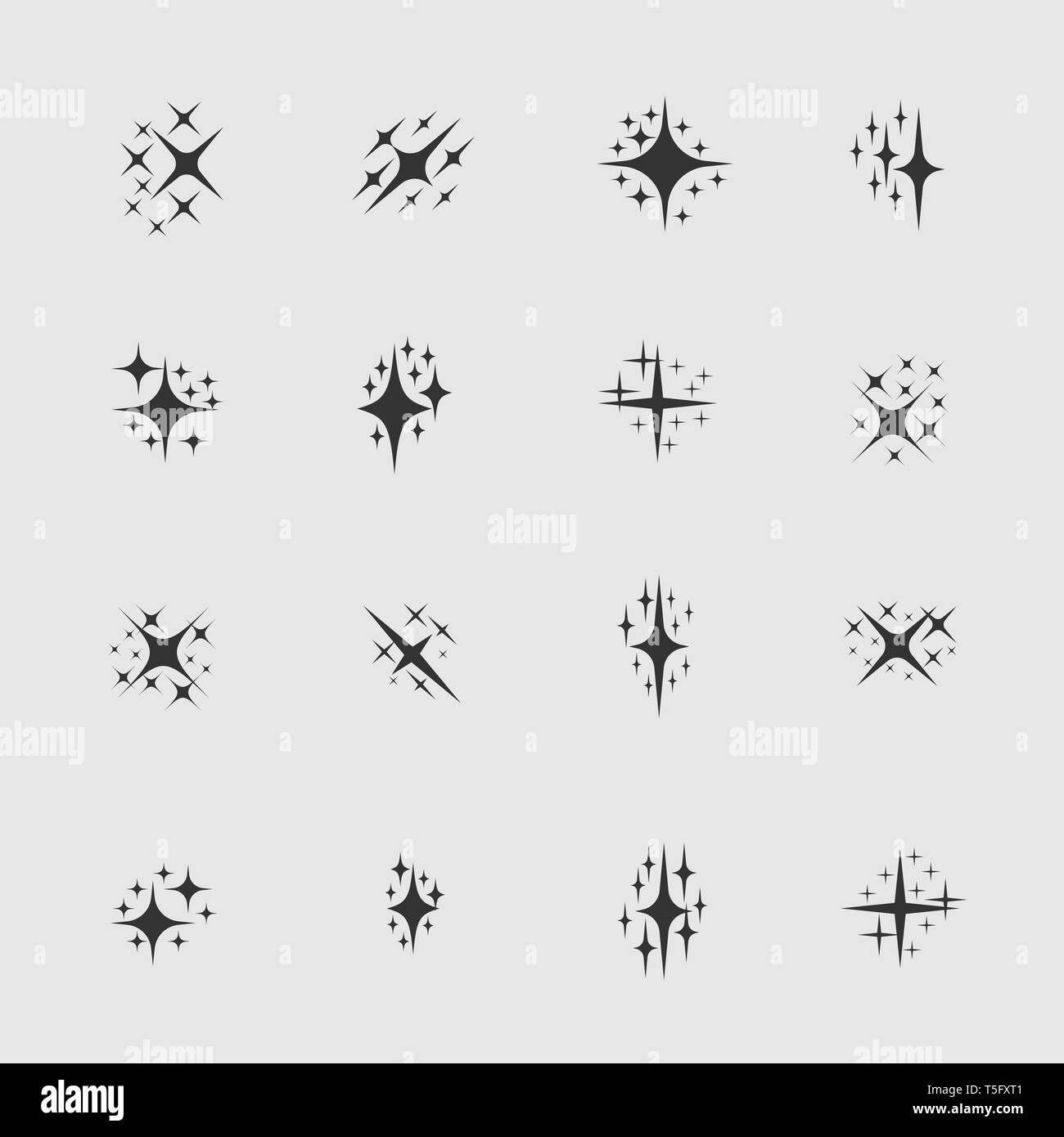 Starburst. Magic star and sparks icon set, Vector illustration Stock ...