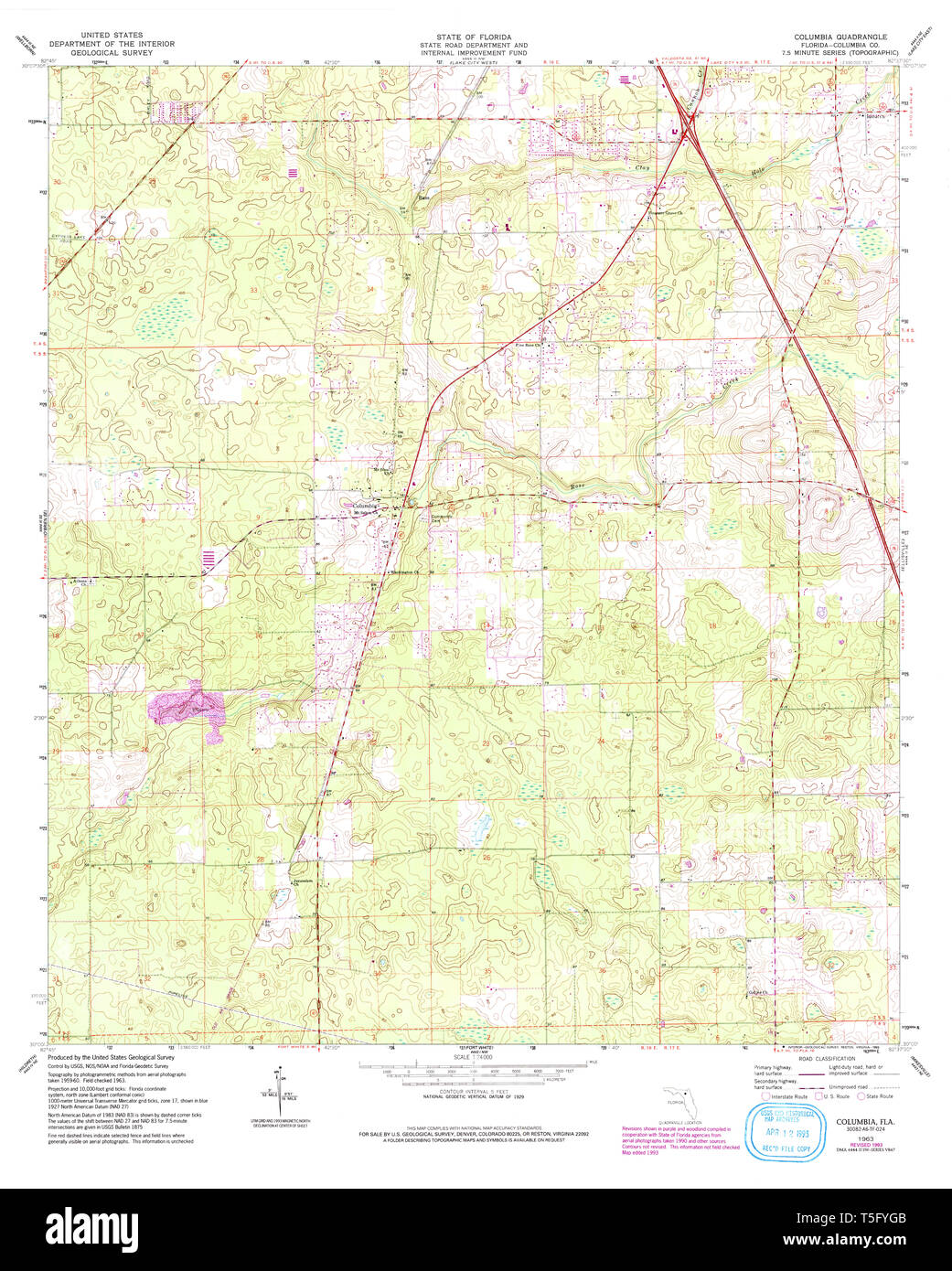 Columbia florida map hi-res stock photography and images - Alamy