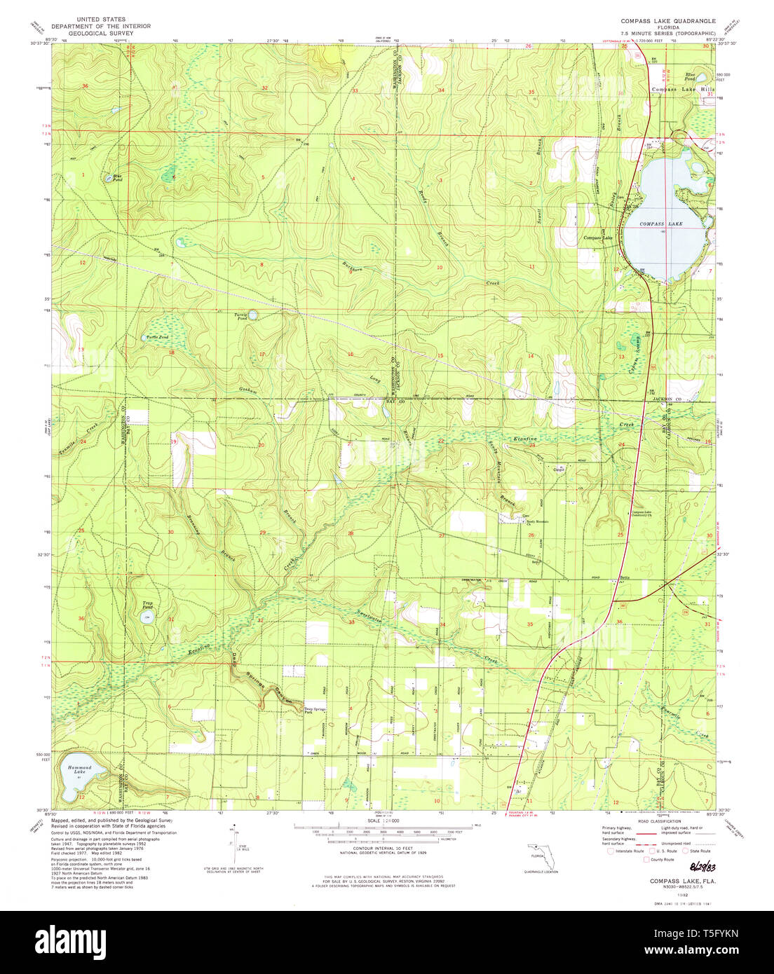 Topographical map with compass Cut Out Stock Images & Pictures - Alamy