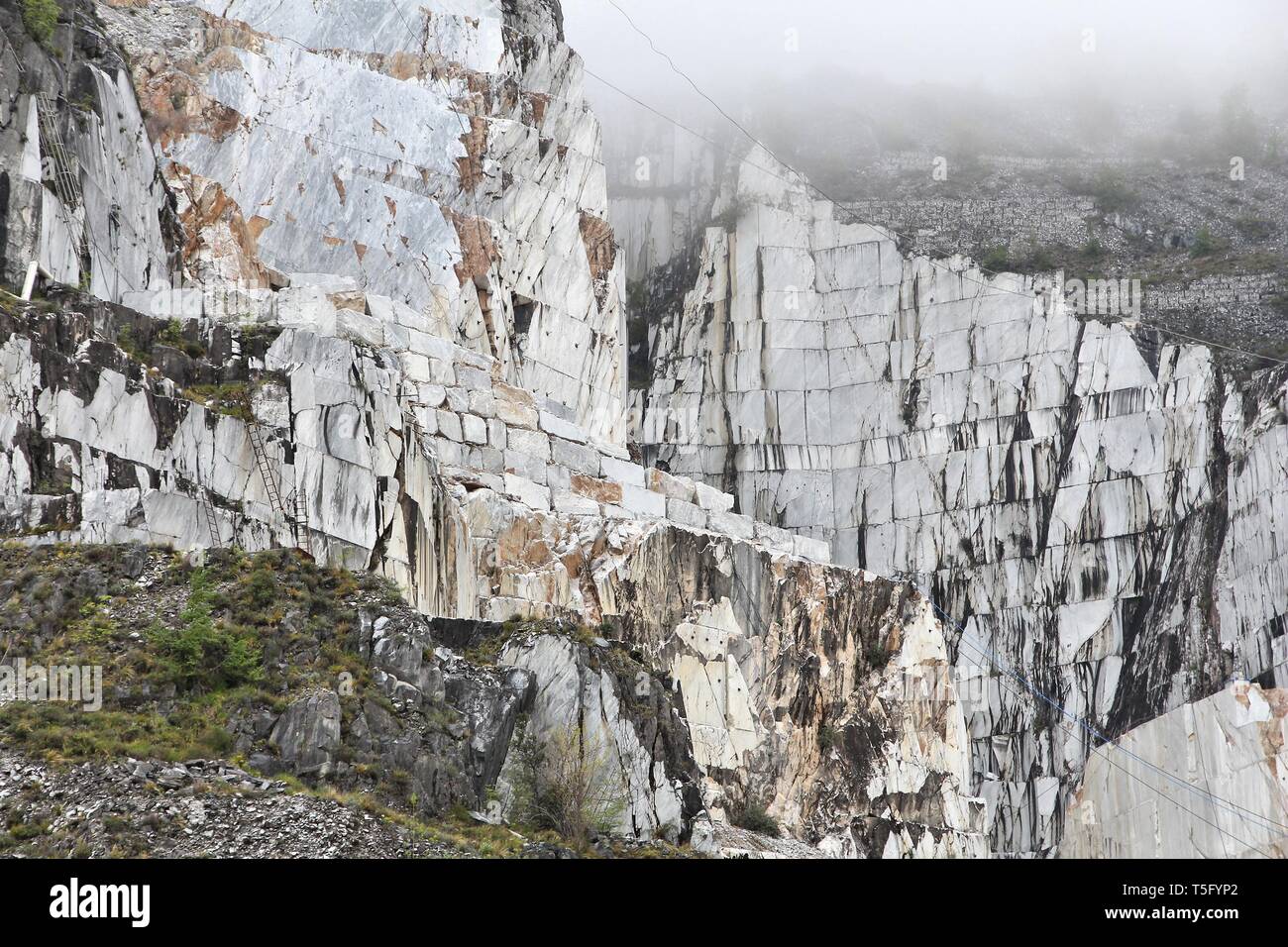 Carrara, Italy - marble quarry in Fantiscritti valley. Marble works of ...