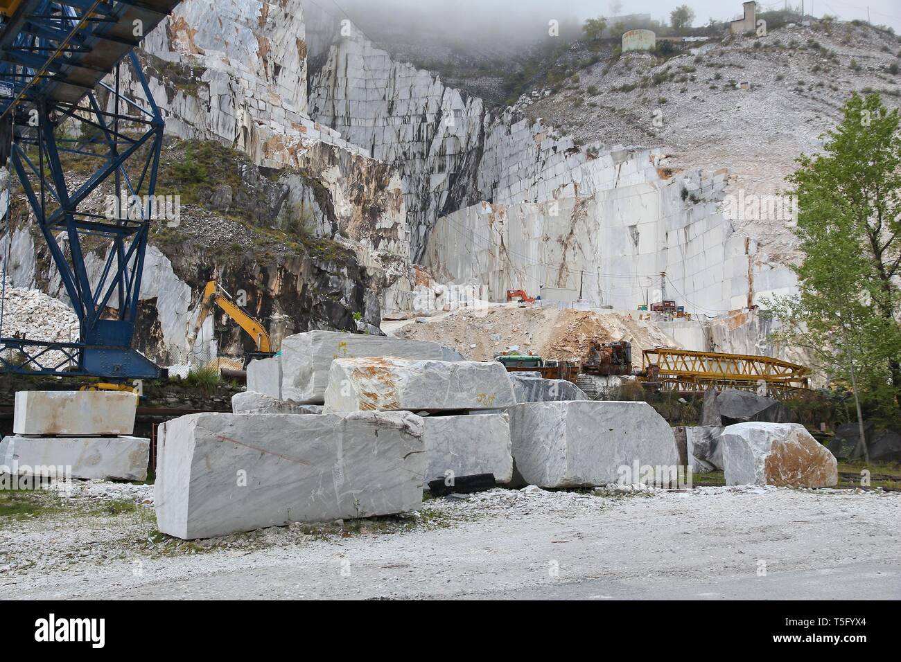 Carrara, Italy - marble quarry in Fantiscritti valley. Marble works of ...