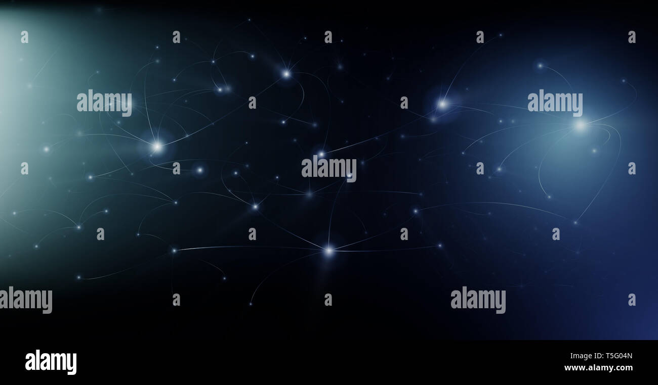 computer network or social network structure with glowing nodes ...
