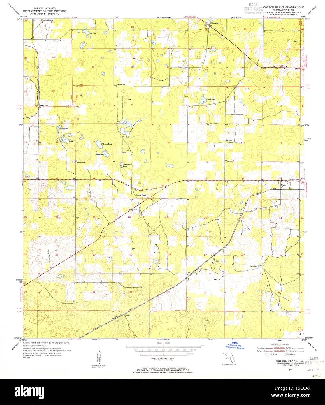 USGS TOPO Map Florida FL Cotton Plant 345628 1954 24000 Restoration ...