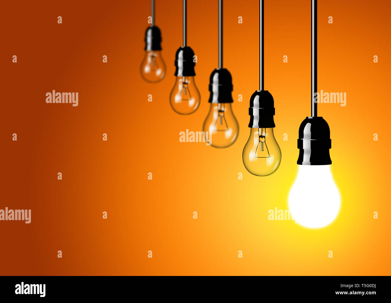 Incandescent light bulbs background for idea, innovation and motivation ...