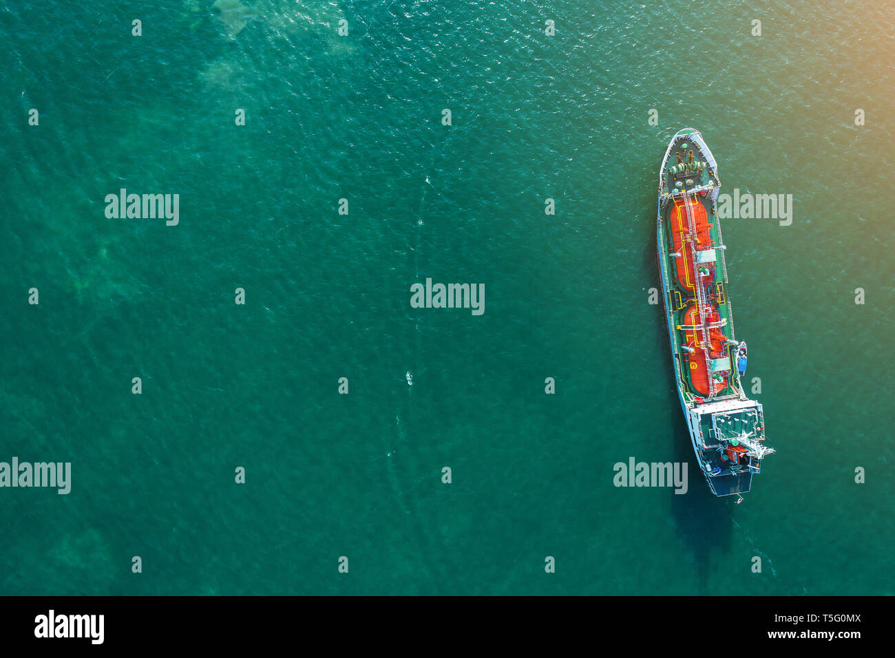 Aerial view sea port Container cargo loading ship in import export ...