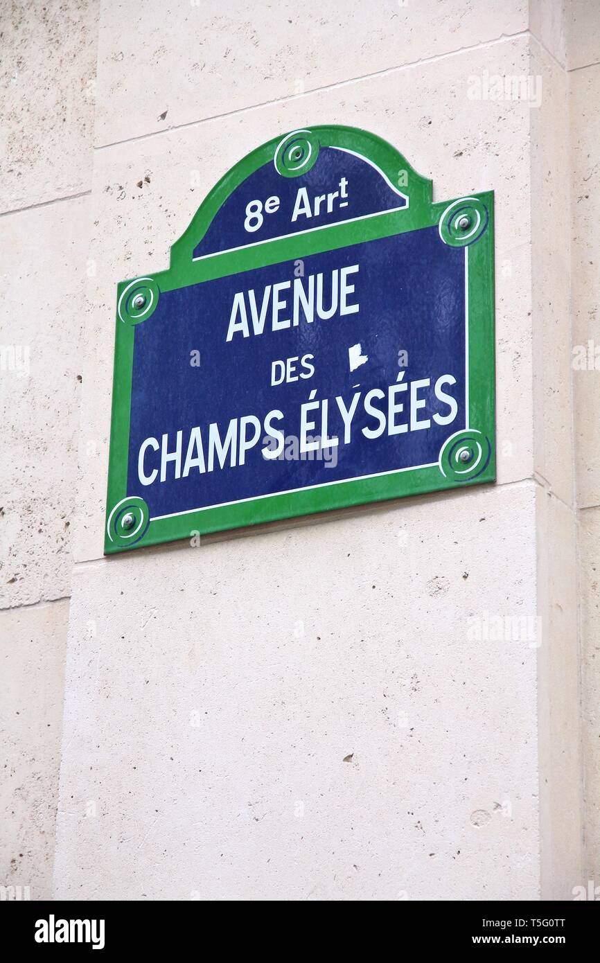 Paris, France - Champs Elysees street sign. One of the most famous ...