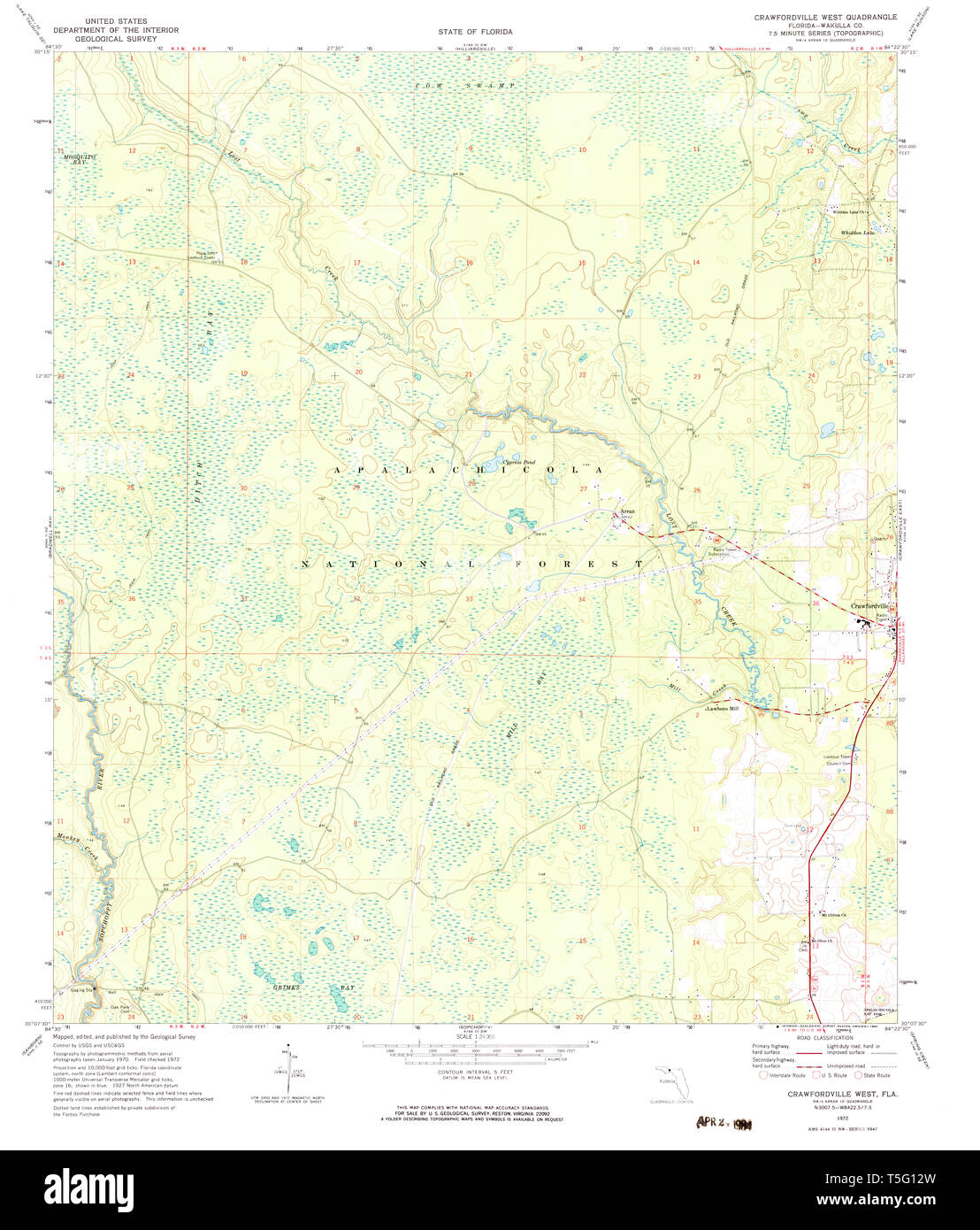 USGS TOPO Map Florida FL Crawfordville West 345652 1972 24000 ...