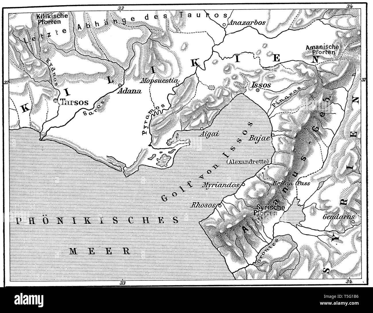 Map of Cilicia, the battlefield of Issos Stock Photo - Alamy