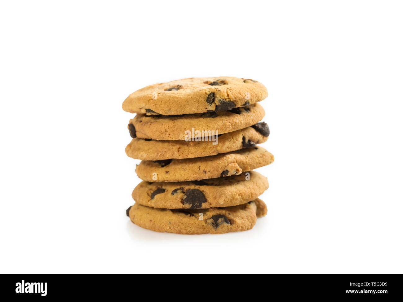 Chocolate chip cookies stack isolated on white background. Sweet ...