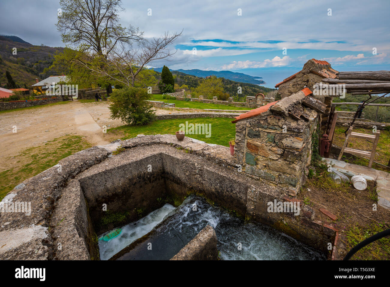 Inside view of Philotheou monastery on the Mount Athos Stock Photo - Alamy
