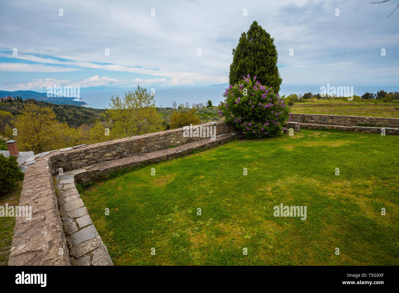 Inside view of Philotheou monastery on the Mount Athos Stock Photo - Alamy