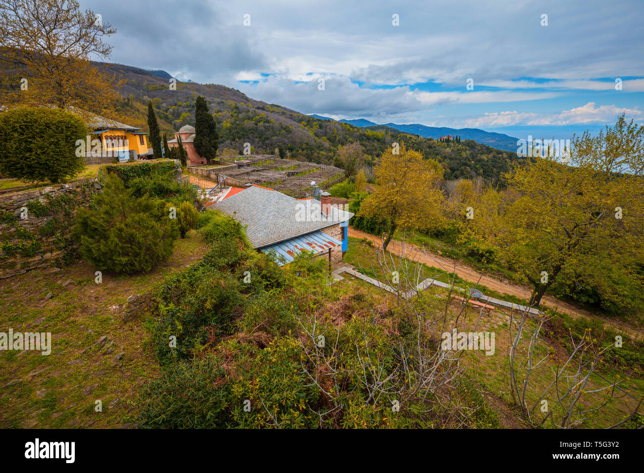 Inside view of Philotheou monastery on the Mount Athos Stock Photo - Alamy